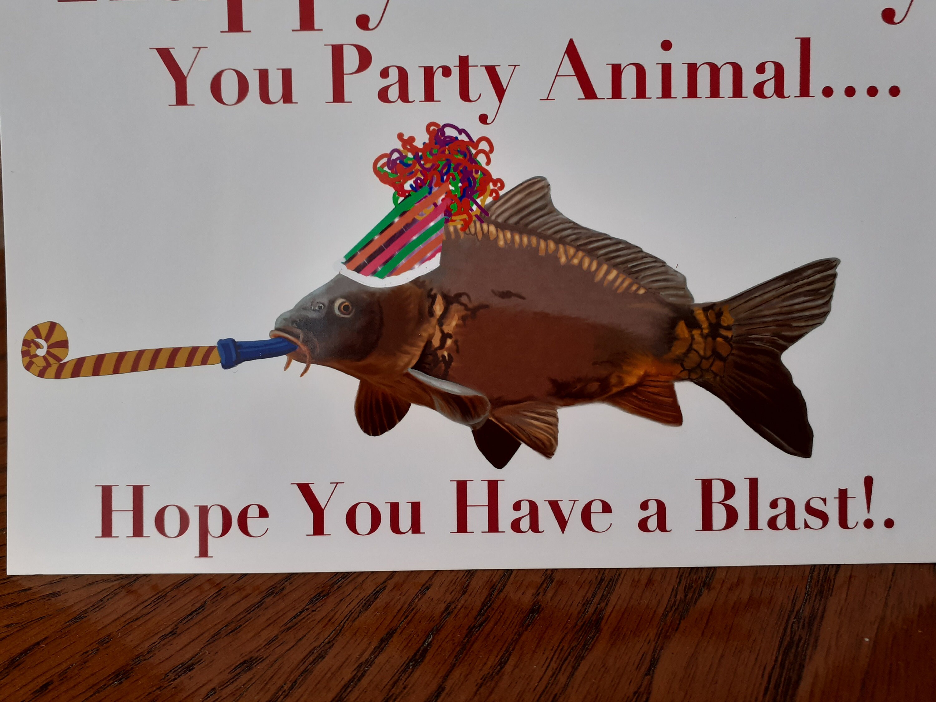 Fun Carp Fisherman Birthday Card carp angler you party animal fish ...