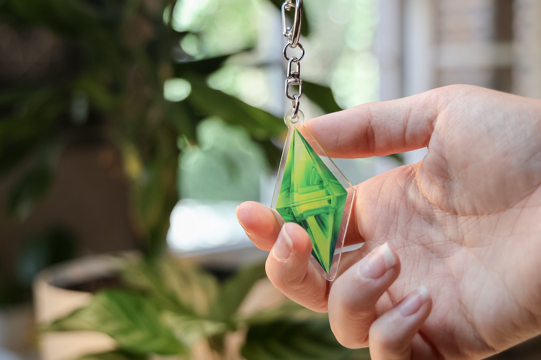 SIMS Inspired Keychain | Sims Plumbob Fan Art | Cute Acrylic Keychain With Holographic Finish - Etsy