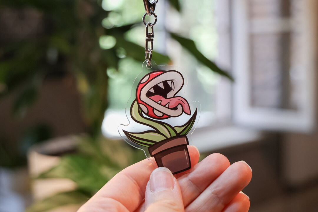 Mario Inspired Keychain Piranha Plant Fan Art Pakkun Flower Cute ...