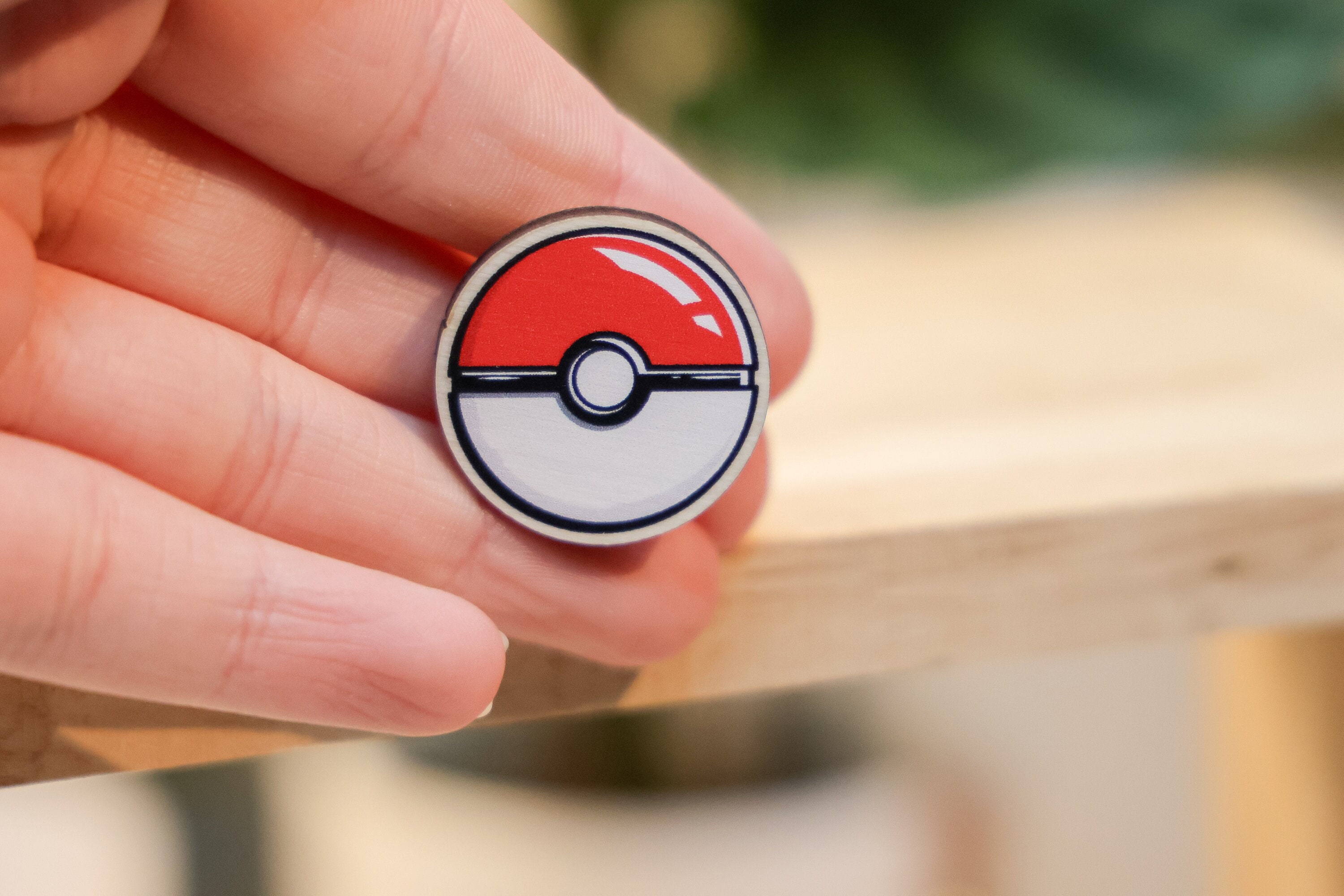Pokémon Inspired Classic Pokéball Fan Art Wooden Pins Adorable ...