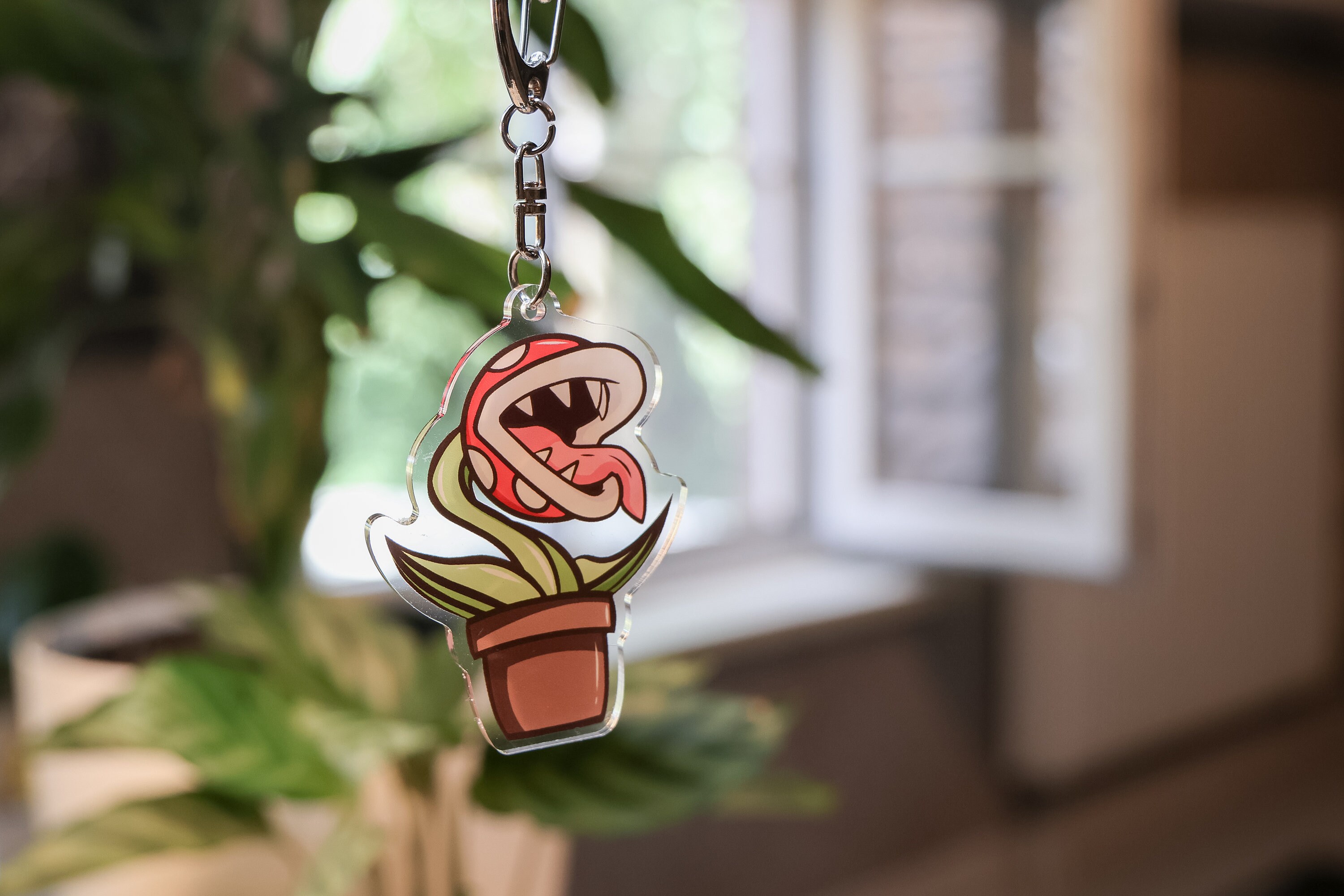 Mario Inspired Keychain | Piranha Plant Fan Art | Pakkun Flower | Cute Acrylic Keychain - Etsy