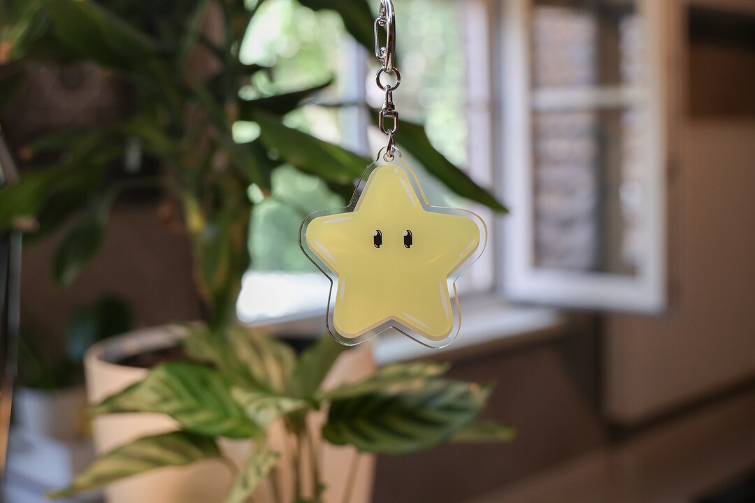 Mario Inspired Keychain | Super Star Fan Art | Cute Acrylic Keychain - Etsy