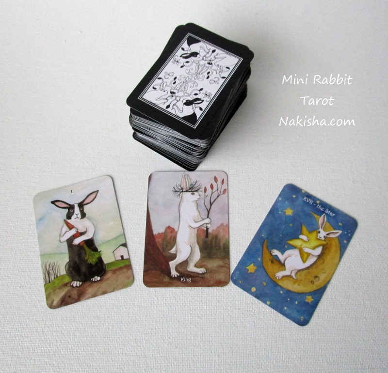 MINI Boxed Rabbit Tarot Deck Mini Animal Art Card Deck With - Etsy