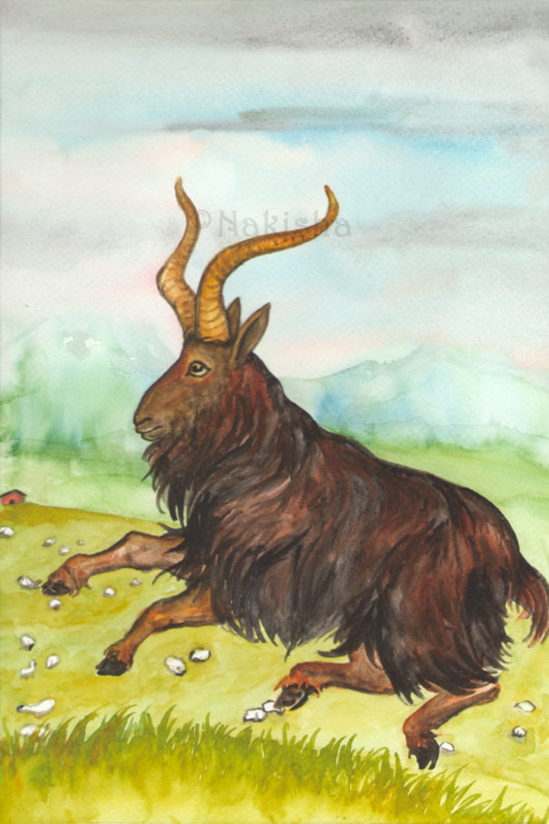 Original Art - the Devil - Watercolor Goat Painting - the Badgers ...