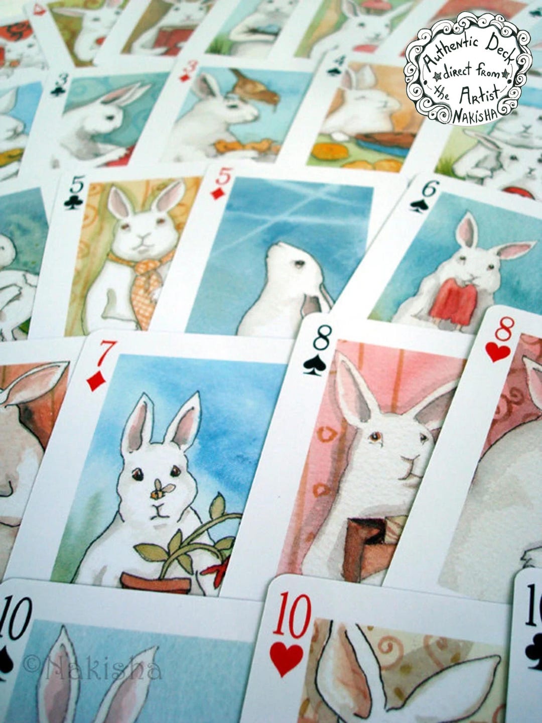 Adorable White Rabbits Poker Playing Cards Deck, Cute Different Bunny ...