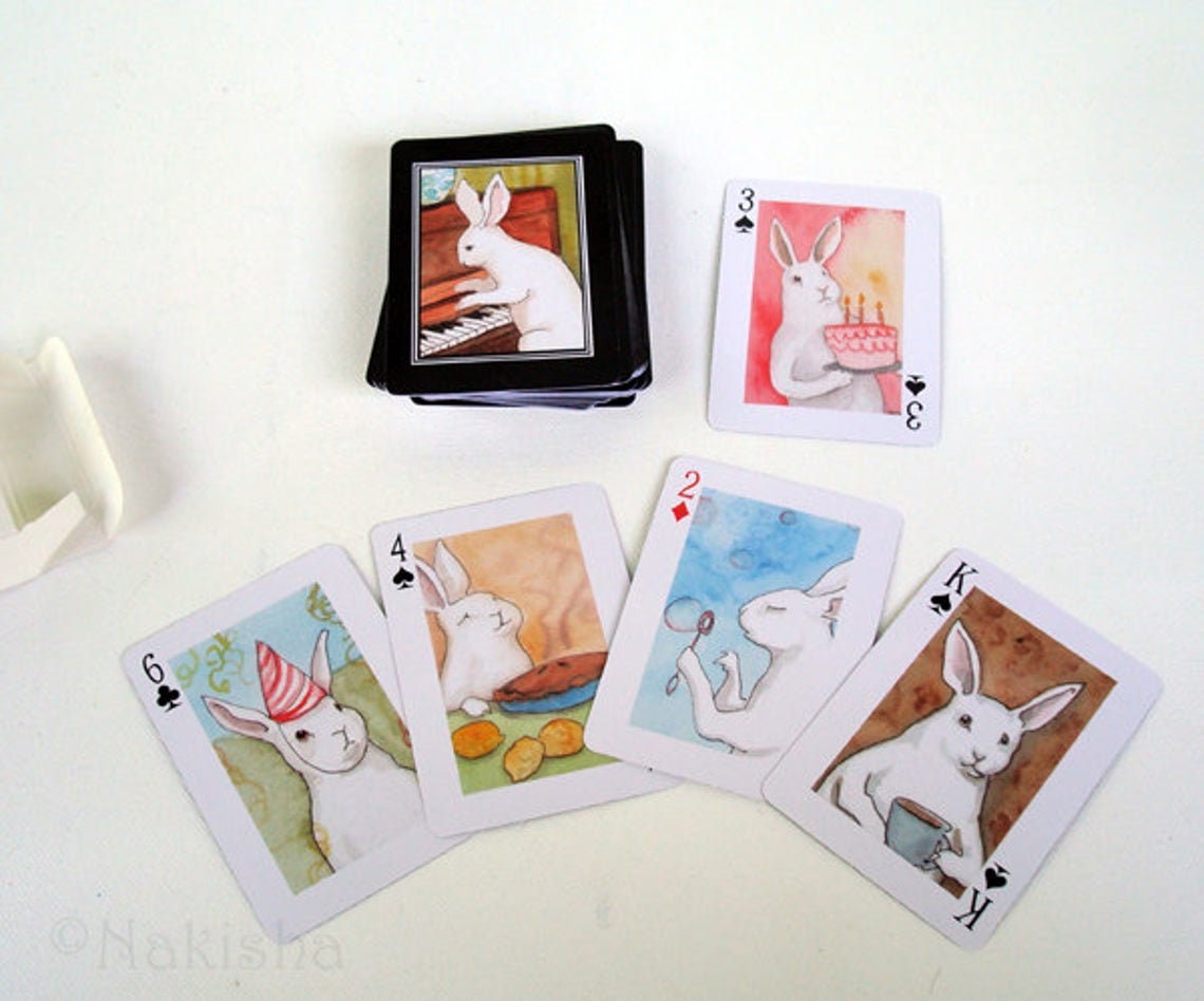Adorable White Rabbits Poker Playing Cards Deck | Etsy
