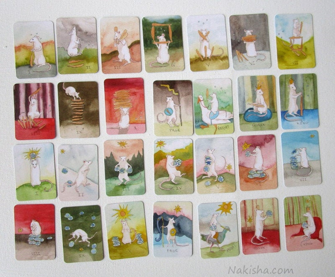MINI Tarat Boxed Tarot Deck Mini Rat Art Card Deck With Tuck - Etsy