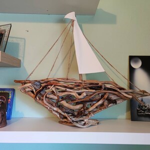 XL Hand-crafted Boat With Natural Driftwood Pieces From Greece ...