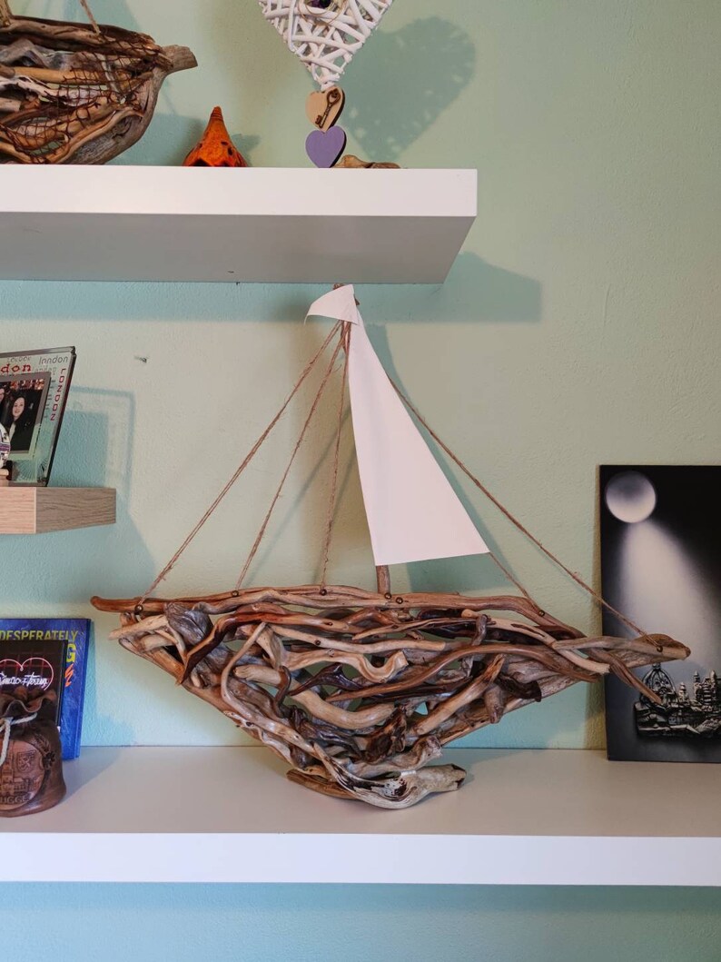 XL Hand-crafted Boat With Natural Driftwood Pieces From - Etsy