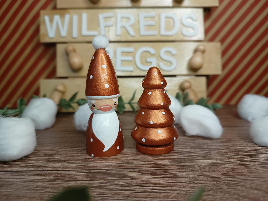 Metallic Santa and Tree Peg Dolls - Etsy