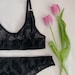 Black Mesh Bralette Set With Floral Pattern No.2 | Etsy