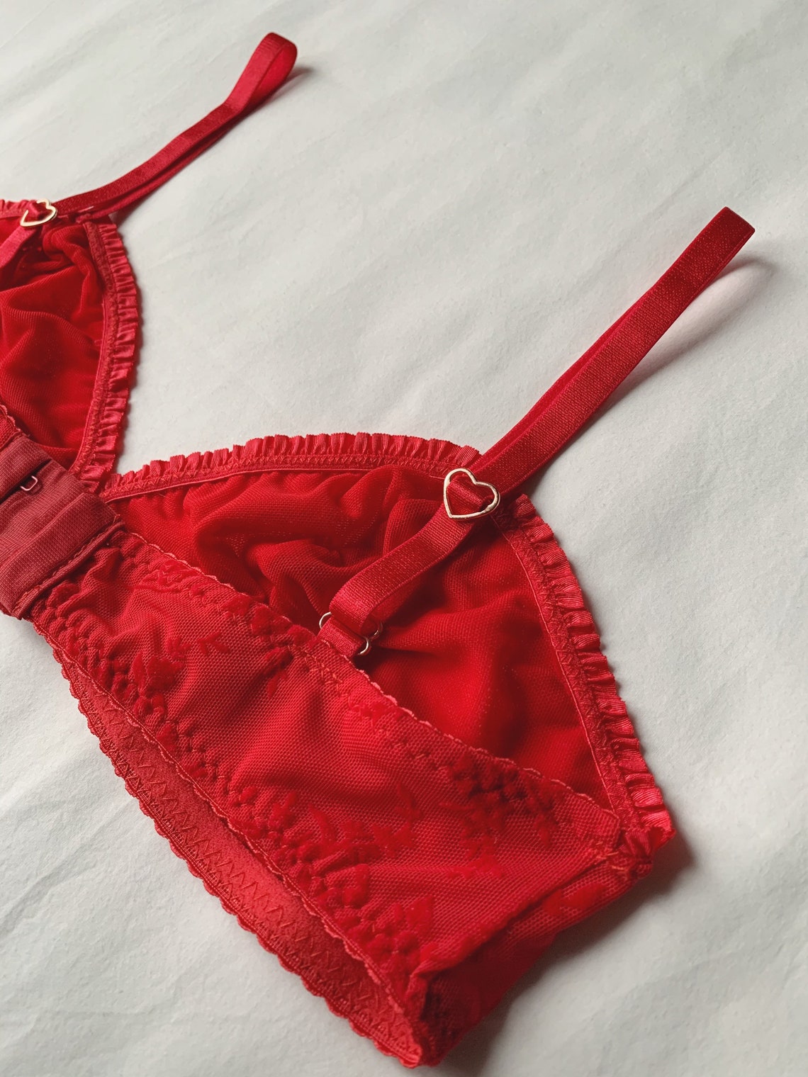 Handmade Mesh Bralette set with frill detailing | Etsy