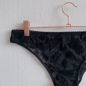 Black Mesh Bralette Set With Floral Pattern No.2 - Etsy