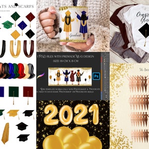 Graduation Bundle Clipart, DIY Portrait, Graduating Girls and Boys ...