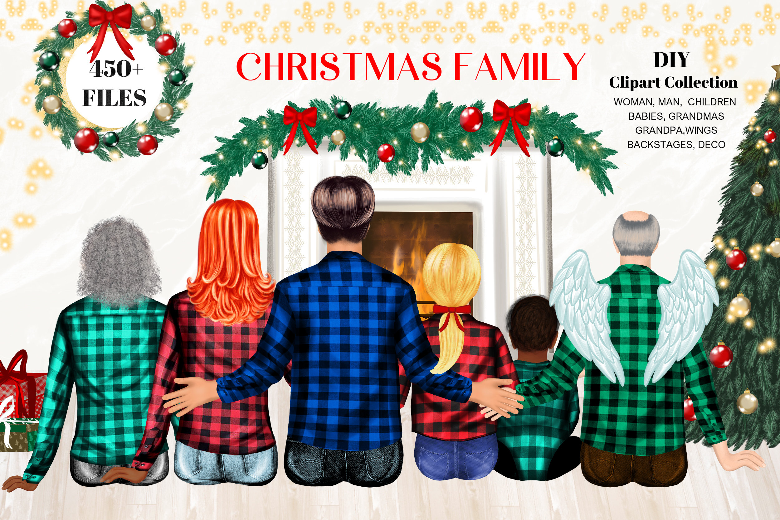 Christmas Family Clipart, DIY Portrait, Custom Family Portrait, Gift ...