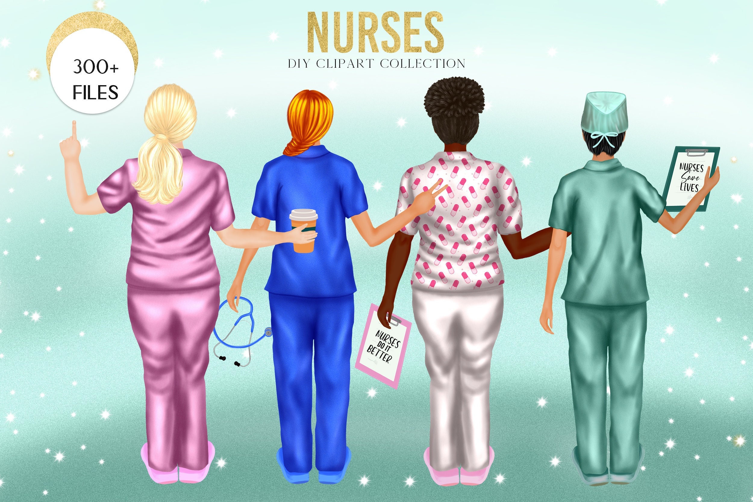 Nurses Clip Art DIY Portrait Custom Nurse Portrait Creator - Etsy