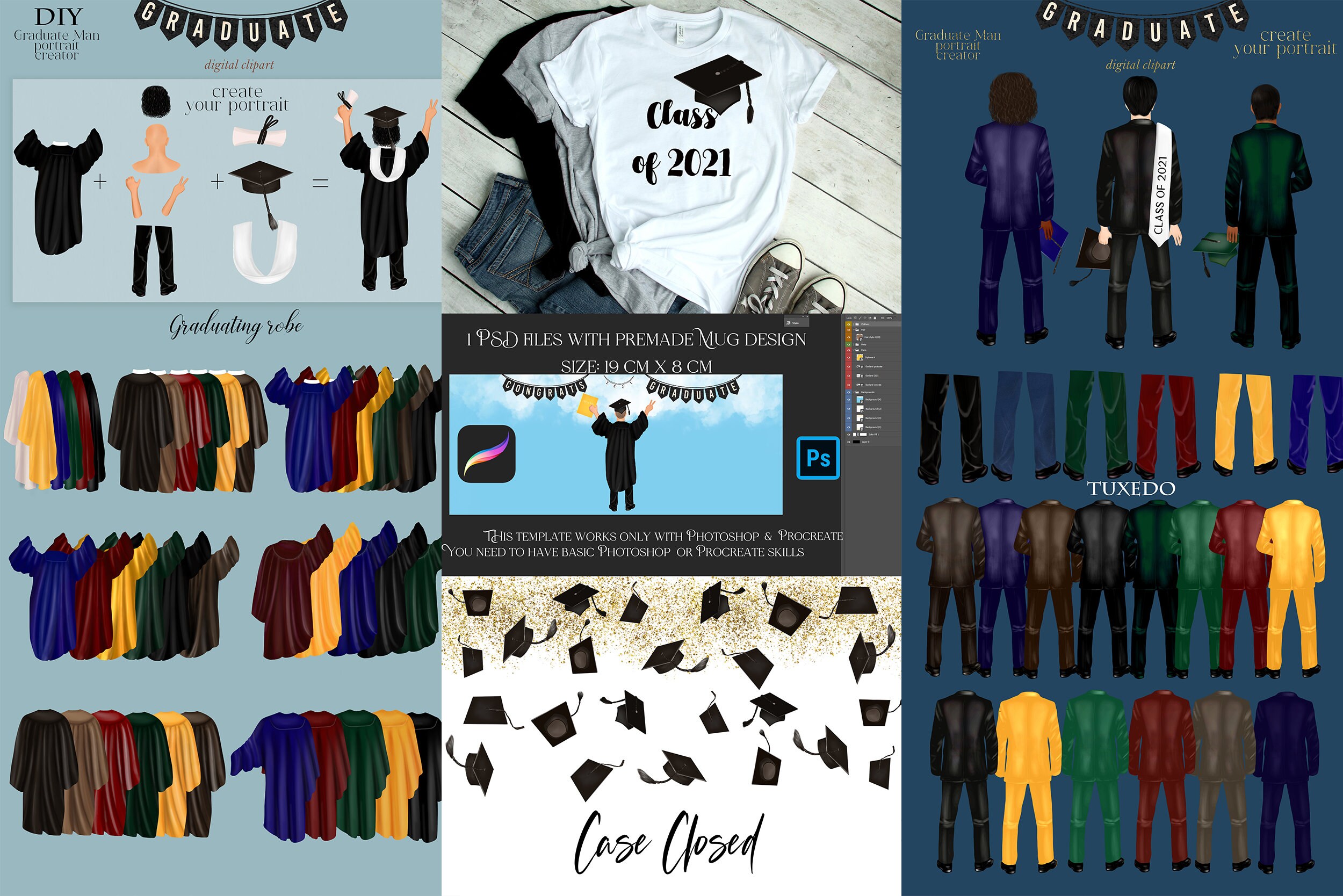 Graduation Bundle Clipart DIY Portrait Graduating Girls and - Etsy Canada