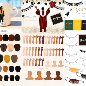 Graduation Bundle Clipart, DIY Portrait, Graduating Girls and Boys ...