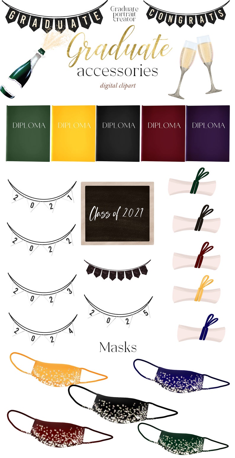 Graduation Clipart Students Graduation DIY Portrait - Etsy