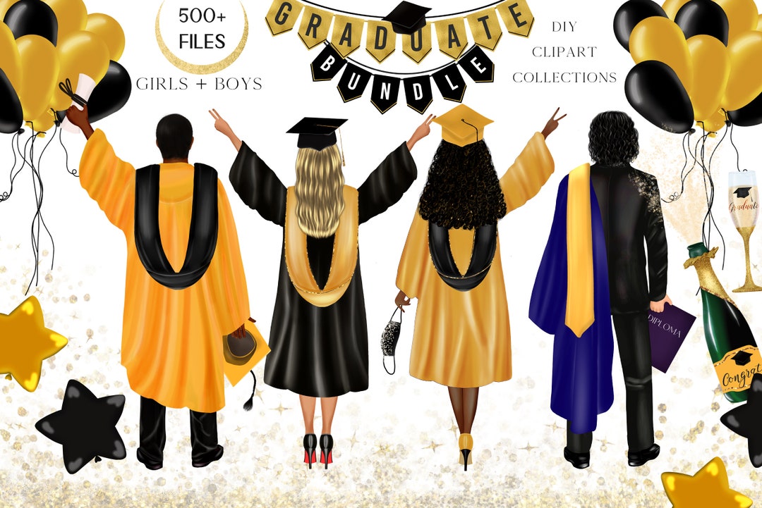 Graduation Bundle Clipart, DIY Portrait, Graduating Girls and Boys ...