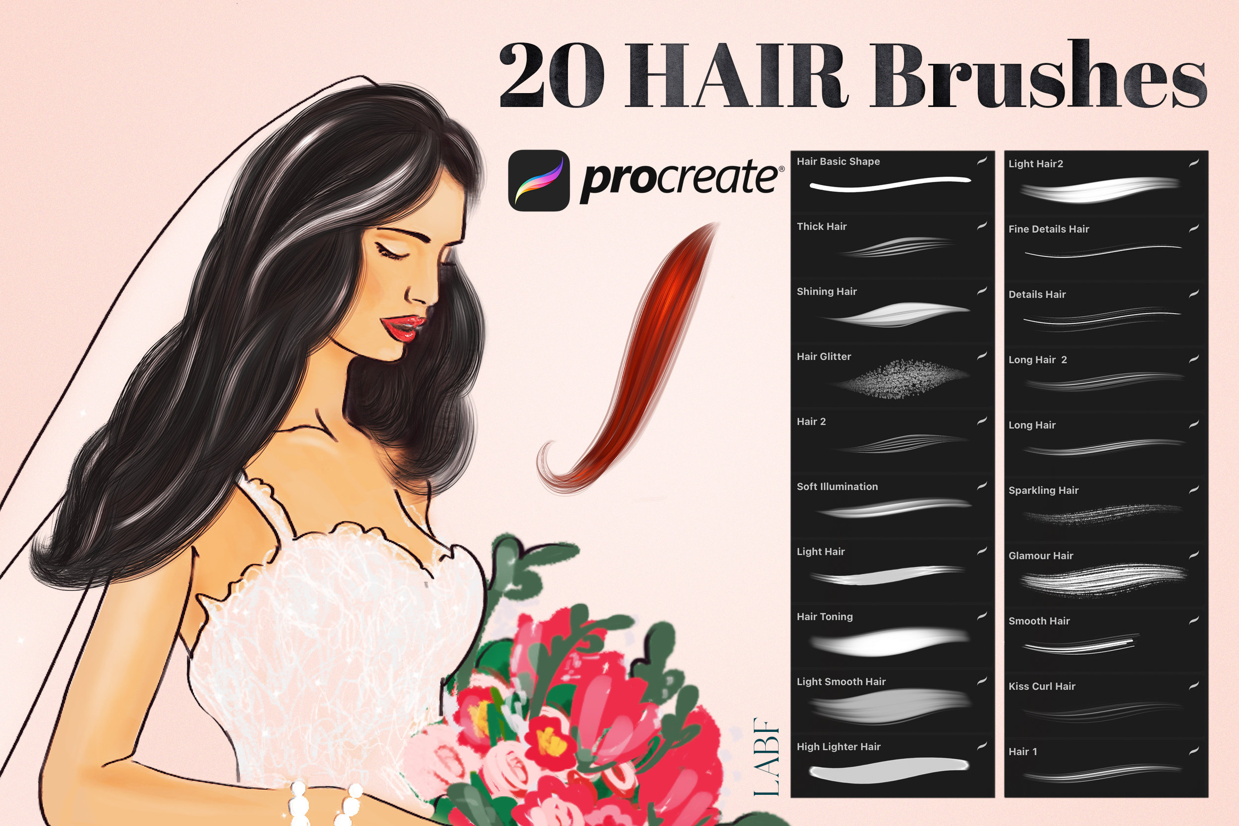 Procreate Hair Brushes Digital Hair Light Hair Brush | Etsy