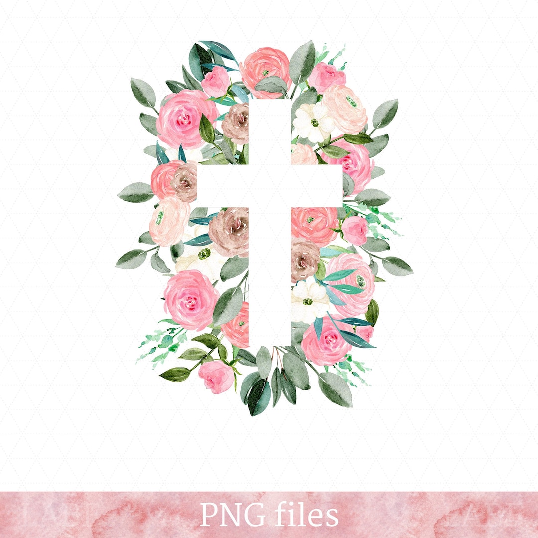 Floral Cross PNG File, Easter Cross, Bible Sublimation, Religious Cross ...
