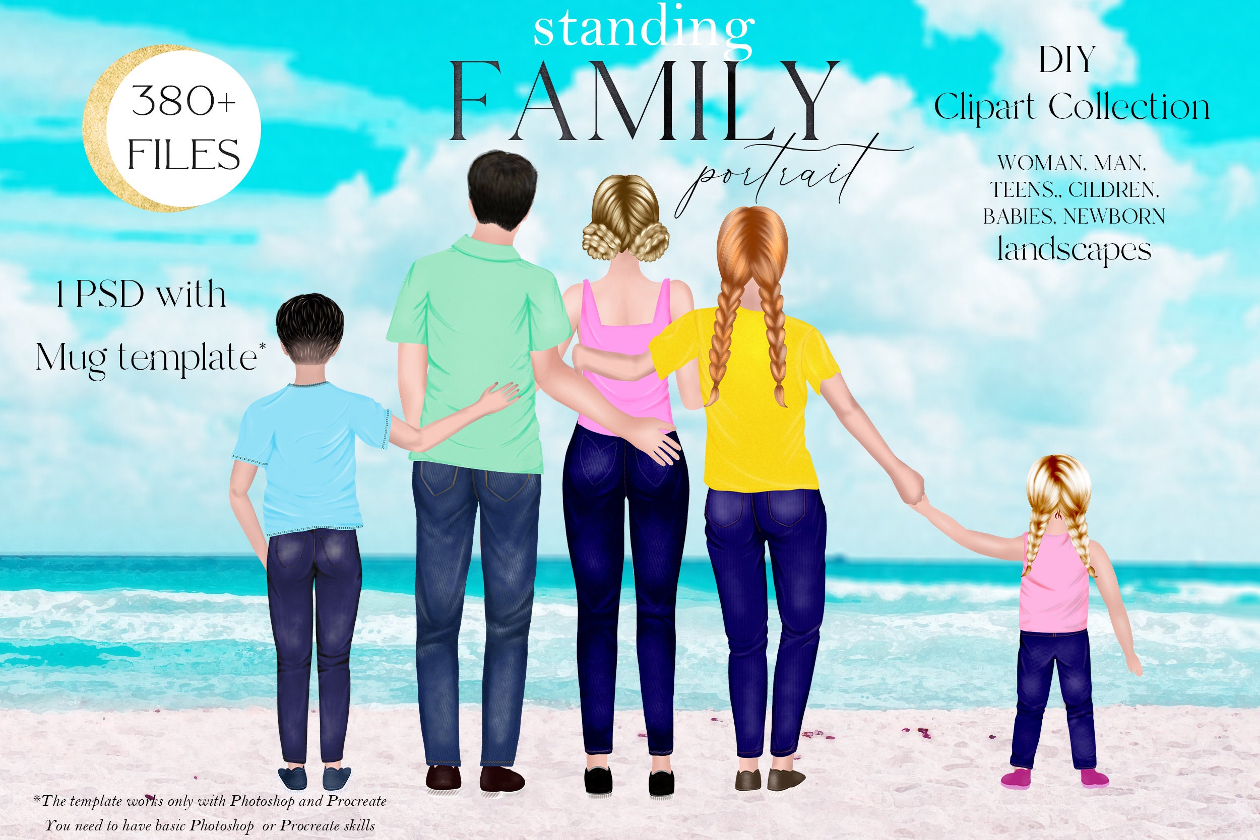 Family Clipart, DIY Portrait, Family Mother Day, Custom Family Portrait ...