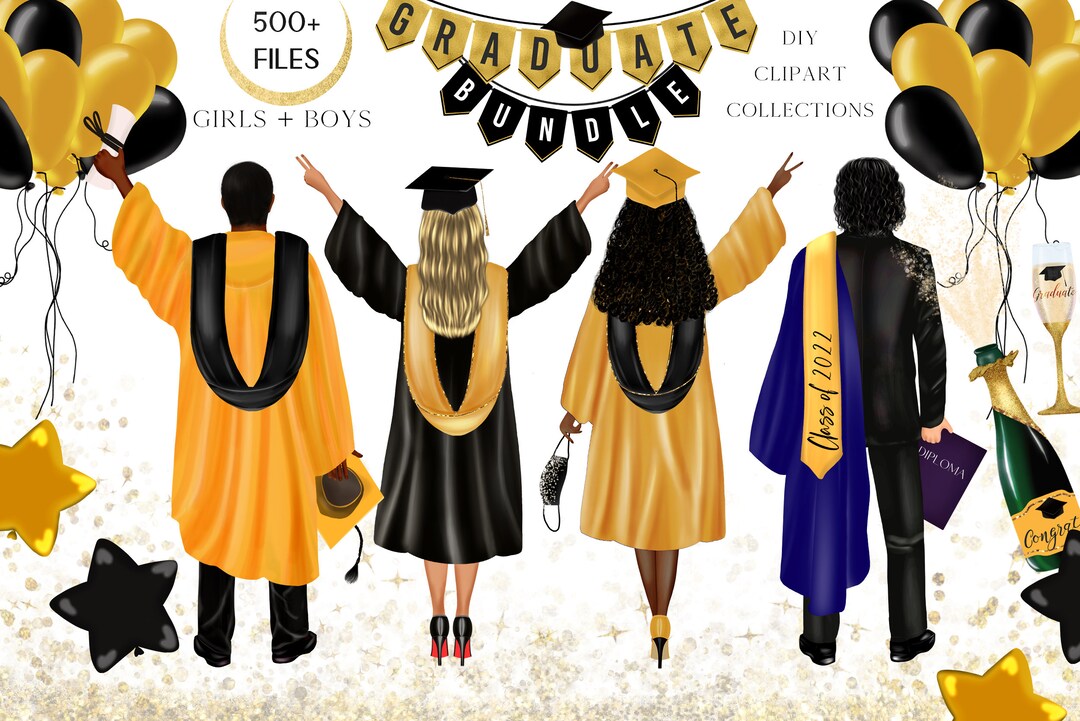 Graduation Bundle Clipart DIY Portrait Graduating Girls and - Etsy