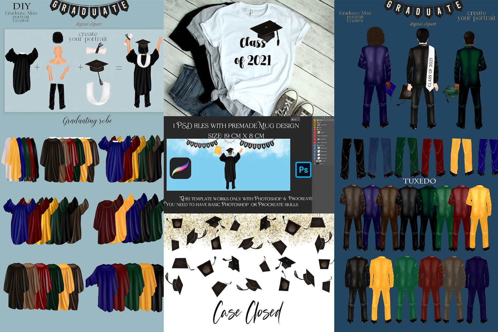 Graduation Clipart Students Graduation DIY Portrait - Etsy