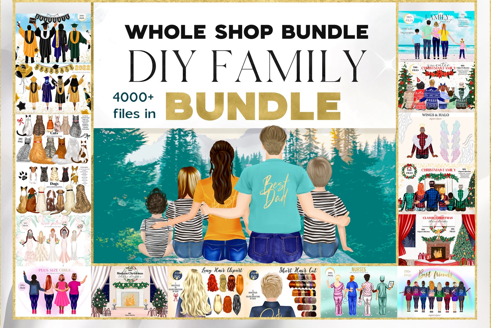 DIY Family BUNDLE Clipart. Portrait Creator 4000 Files in 1. - Etsy
