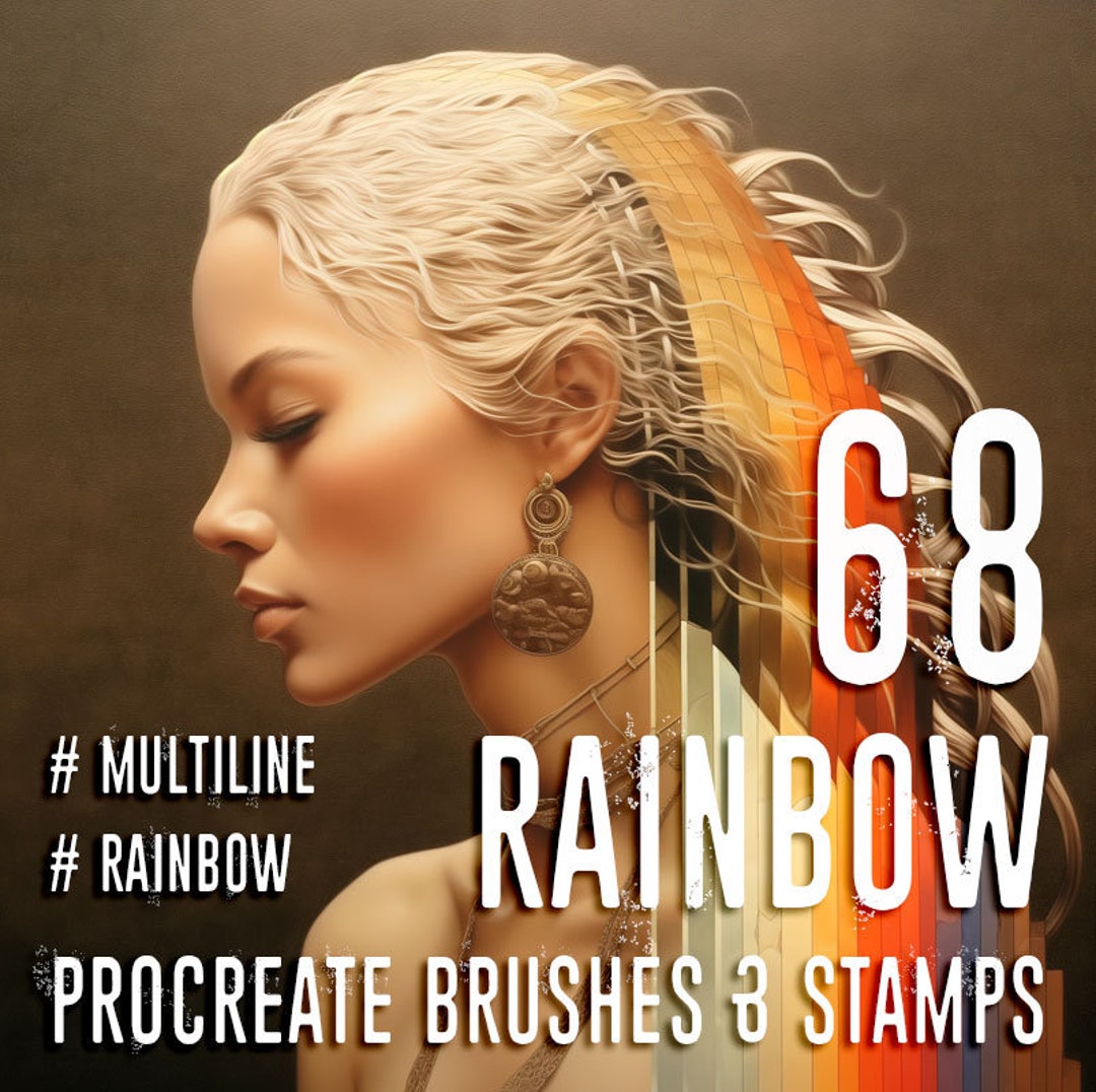 68 Rainbow Procreate Brushes: Multiline Stamps Bundle (digital Download ...