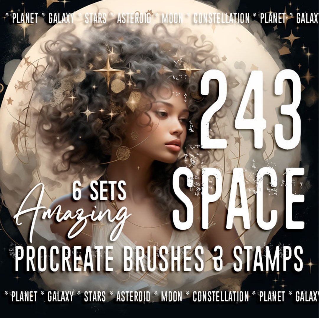 Planet Brushes 243 Best Procreate Space Brushes Drawing Set for iPad Galaxy Stamps Stars ...