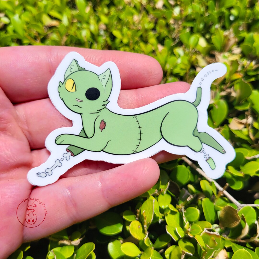 Zombie Cat Sticker Waterproof Vinyl - Etsy