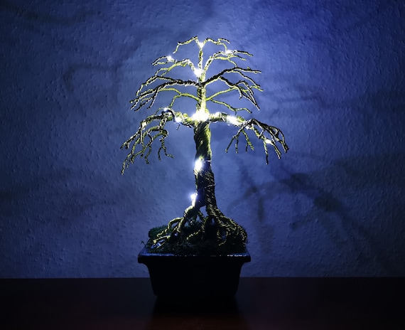 Lit Golden Wire Tree With Reindeer Moss Handmade - Etsy