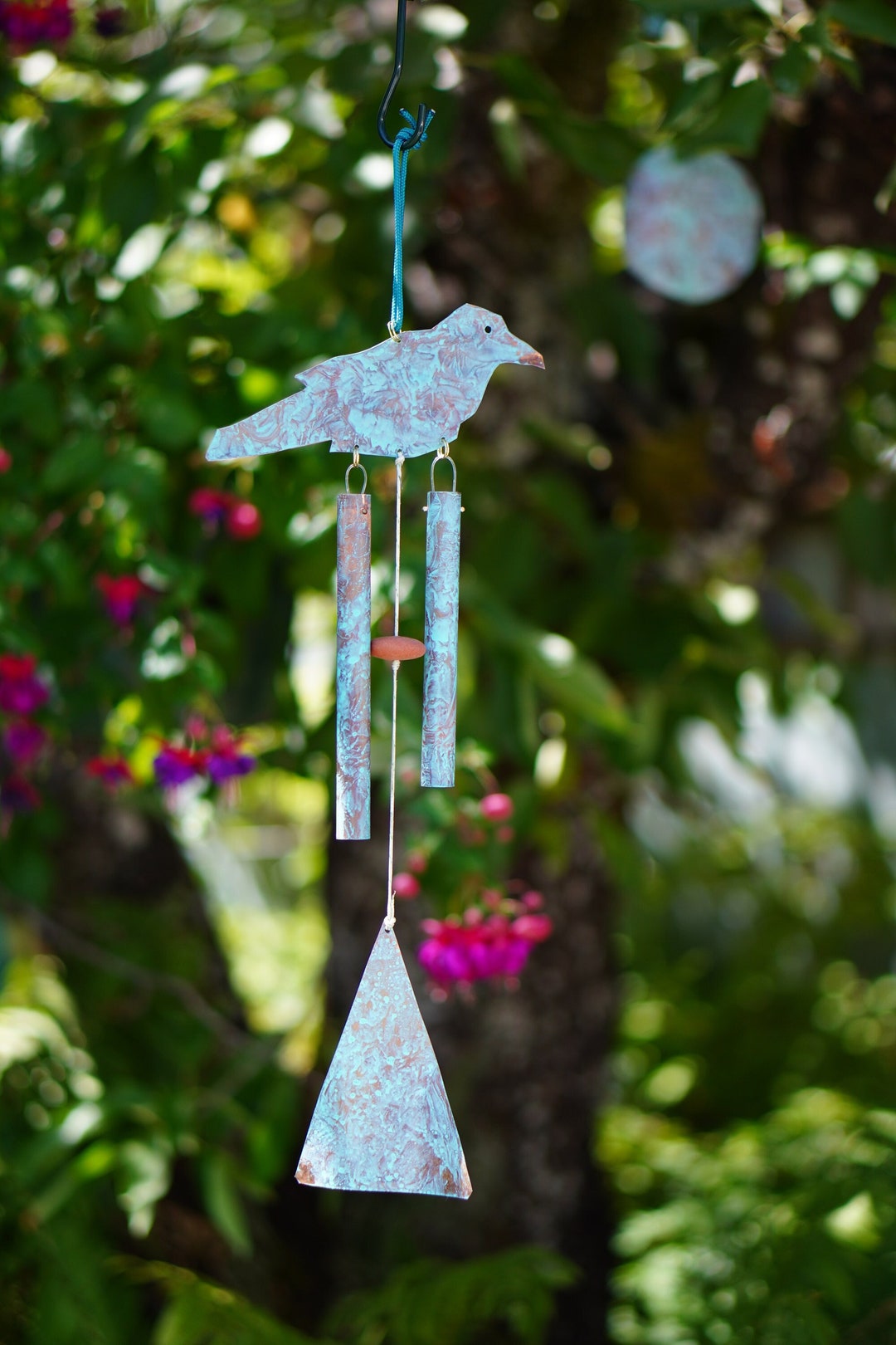 Copper Crow Wind Chime Outdoor Garden Bird Wind Chime Memorial ...