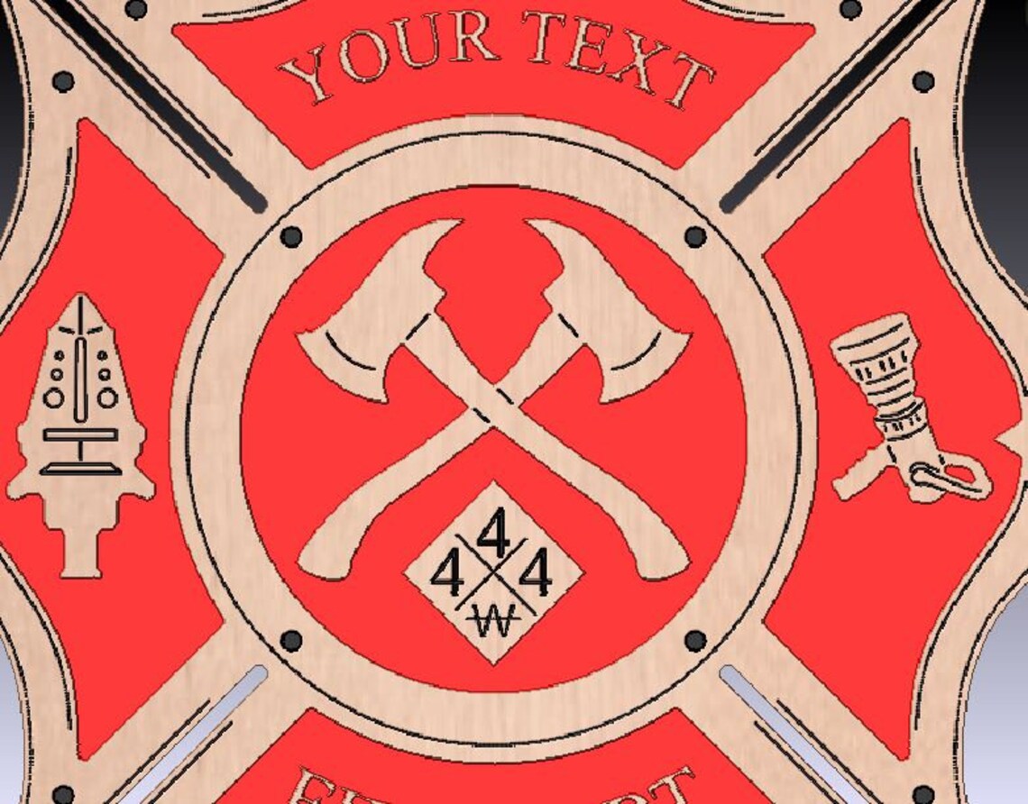 Fire Fighters Shield Badge Vector Files DXF SVG CNC Router - Etsy Israel