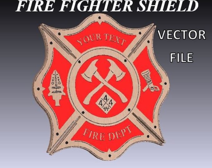 Fire Fighters Shield Badge Vector Files DXF SVG CNC Router Laser Plasma ...