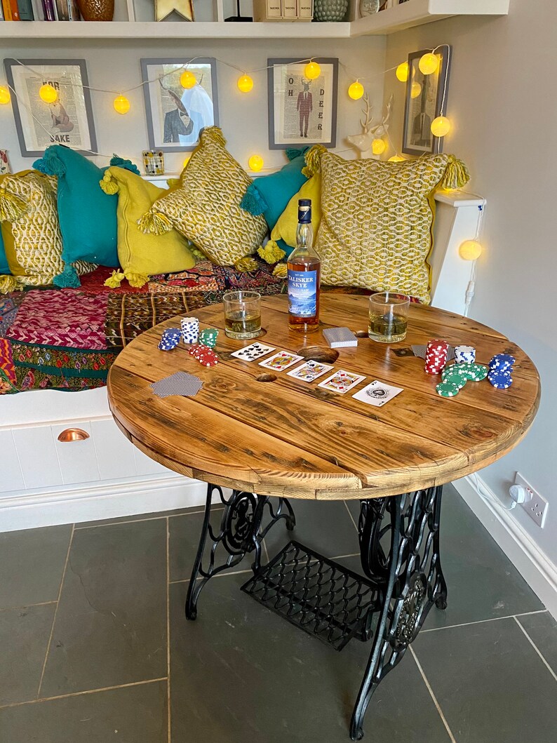 Round Table Vintage Singer Sewing Machine Table Dining - Etsy