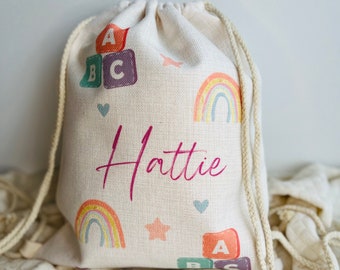 Personalised Drawstring Bag Kids School Bag Personalised Gym Bag ...