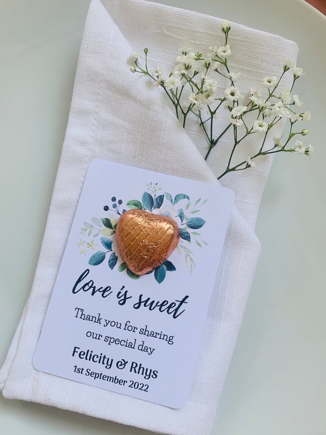 Chocolate Heart Wedding Favours, Favours, Love is Sweet, Handmade Table ...