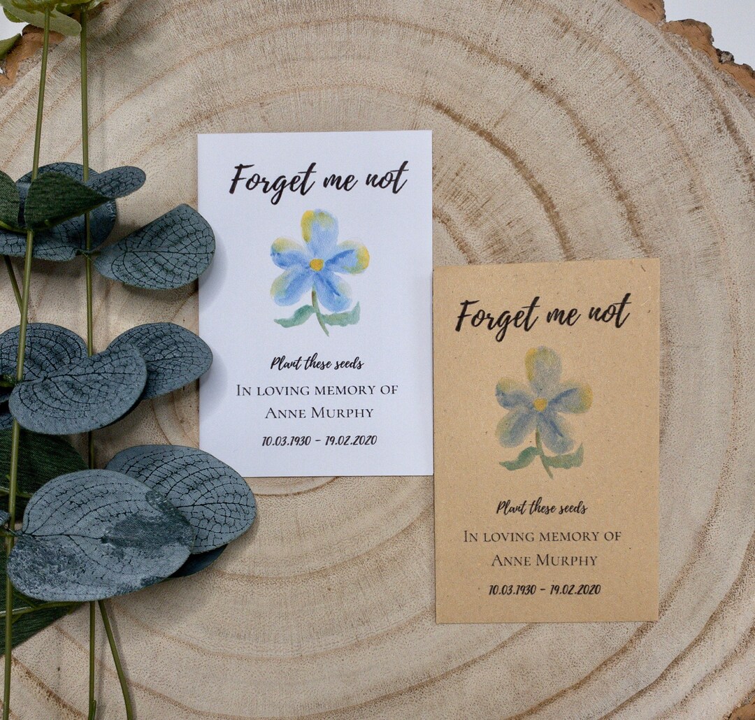 Forget Me Not seed Packet. Memorial Favours. Funeral Favours. in Loving ...