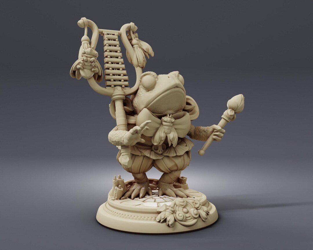 3D Printed Toad Bard Miniature | Frog Musician Dnd Mini | Grung ...