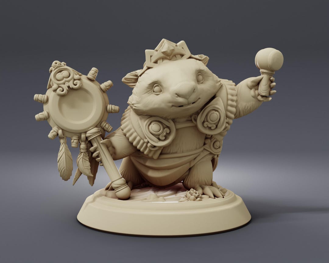 3D Printed Wombat Shaman Miniature | Dnd Druid Mini | Animal Folk ...