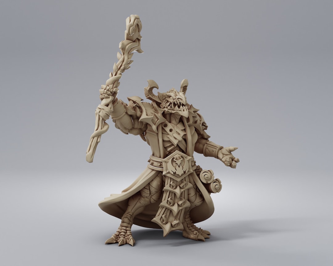 Dragonborn Mage Wizard 32mm Resin Miniature Dnd Miniatures Dungeons ...