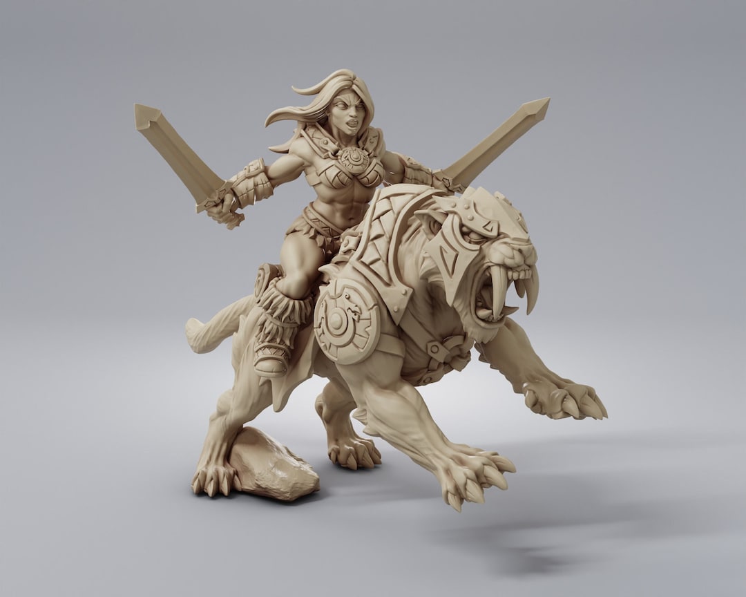 Saber-tooth Cat Rider Resin Miniature Dnd Miniatures - Etsy