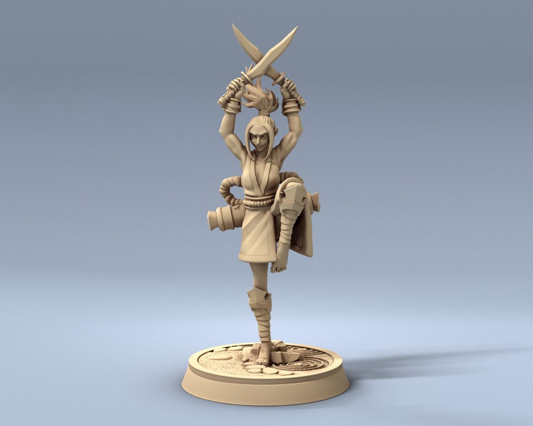 Female Monk Shaolin - 28mm 32mm Resin Miniature - Dnd - Dungeons ...