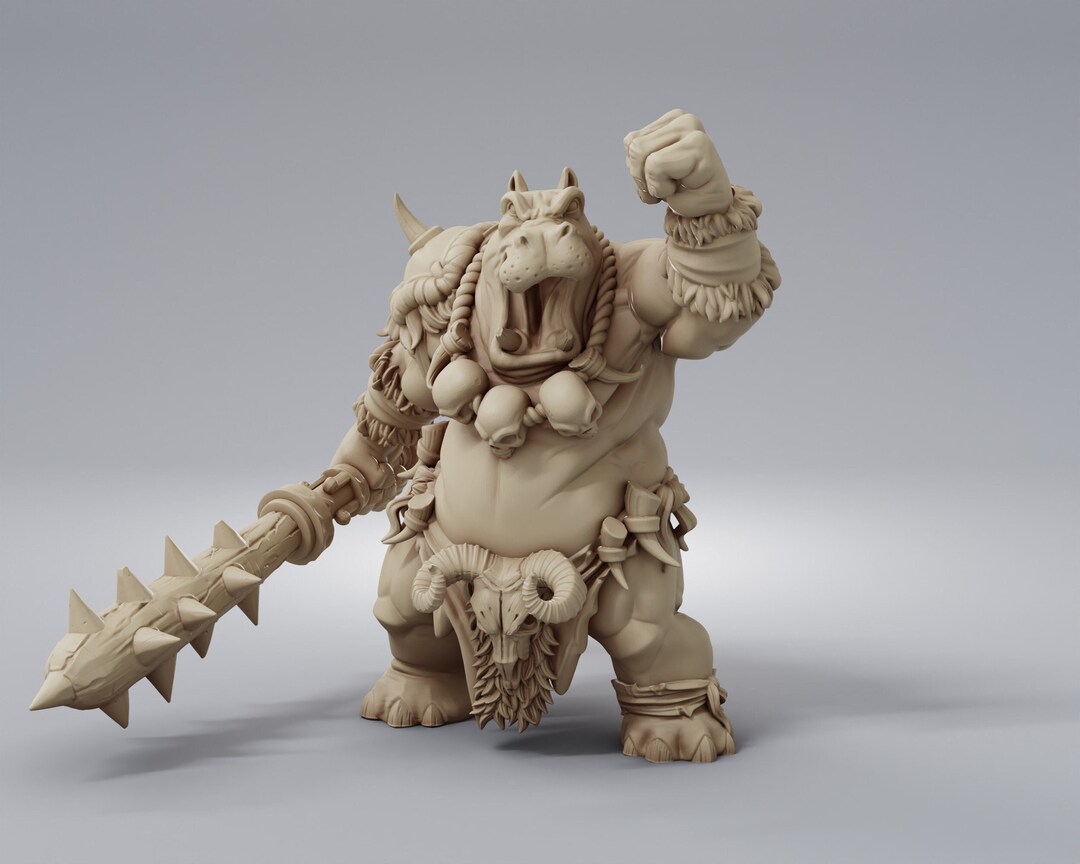 Giff Hippo Savage Warrior 32mm D&D Resin Miniature Dungeons and Dragons ...