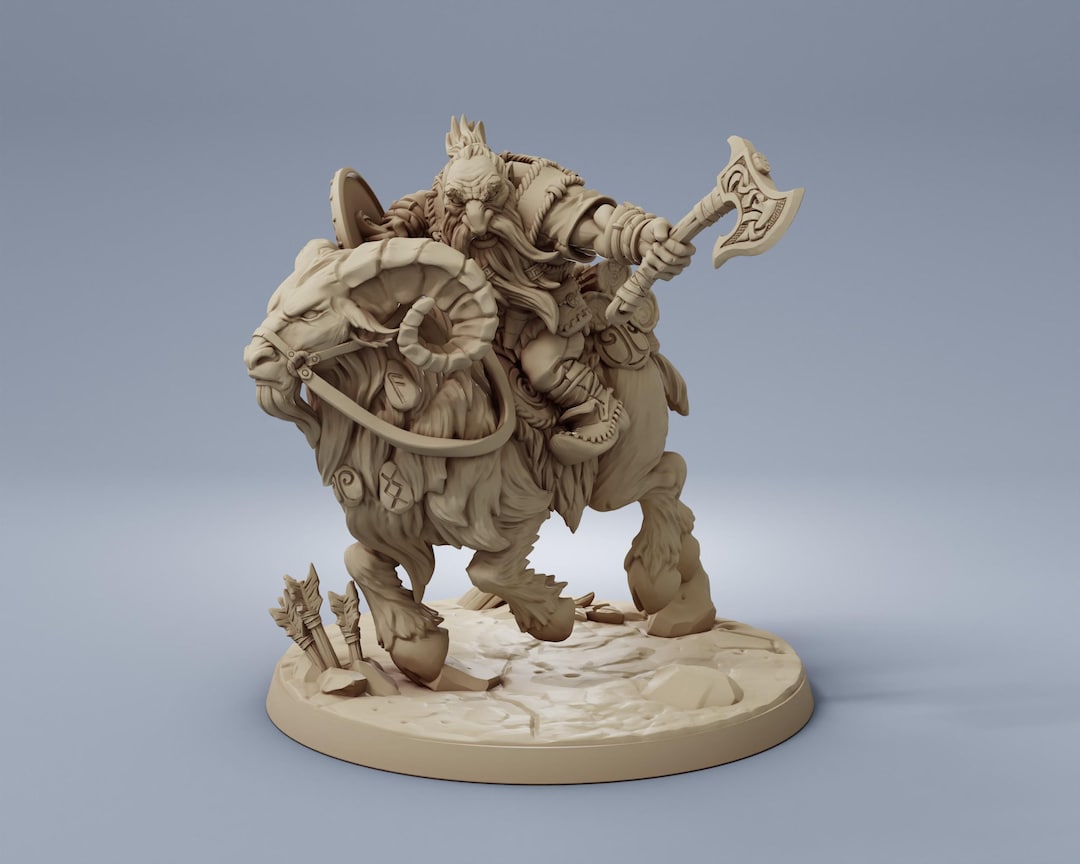 Dwarf Ram Rider - 28mm 32mm Resin Miniature - Dnd - Dungeons & Dragons ...