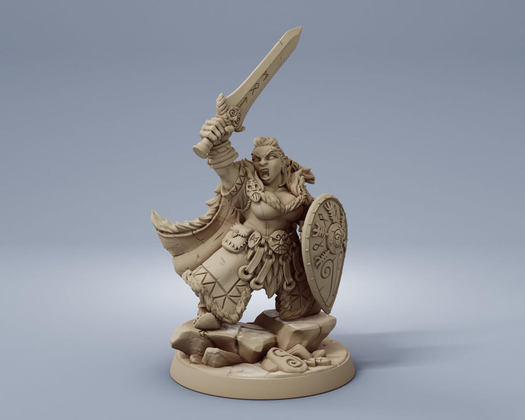 Female Dwarf Fighter - 28mm 32mm Resin Miniature - Dnd - Dungeons ...