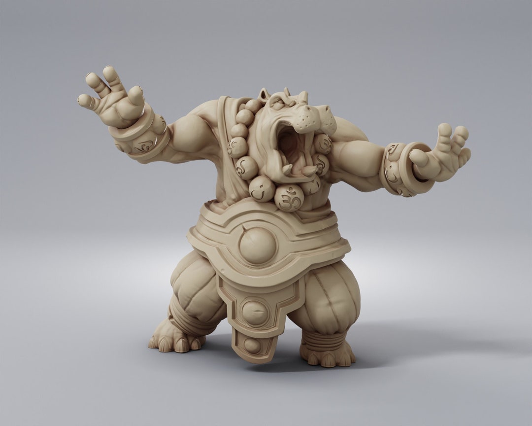 Giff Hippo Monk 32mm Resin Miniature Dnd Miniatures Dungeons & Dragons ...